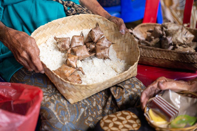 Making Southeast Asian Compressed Rice Stock Photo - Image of hindu ...