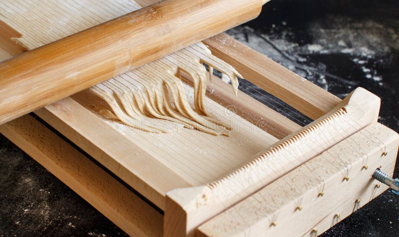 Making Spaghetti Alla Chitarra with a Tool Stock Image - Image of dough ...