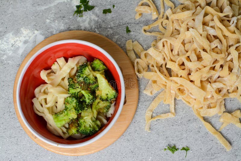 Making Spaghetti at Home, Dough, Eggs on the Table Stock Photo - Image ...