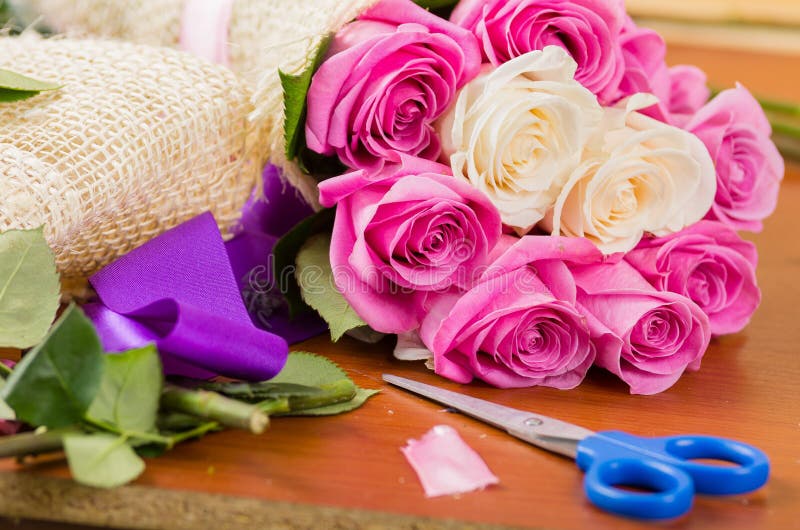 Making a Special Rose Bouquet Stock Photo - Image of bouquet ...