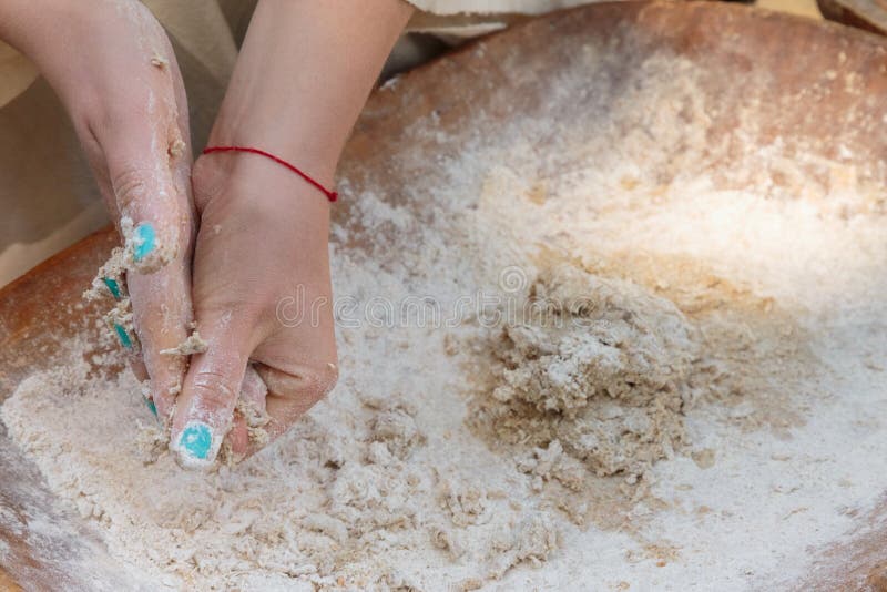 Making Flour in a Traditional Way for the Neolithic Era Stock Image ...