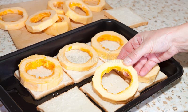 Making Stuffed Vegetable Marrow Stock Image - Image of component, rings ...