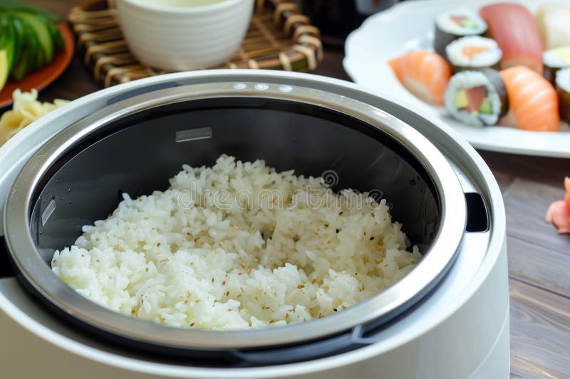 Making Sushi Rice in an Electric Rice Cooker Stock Image - Image of ...