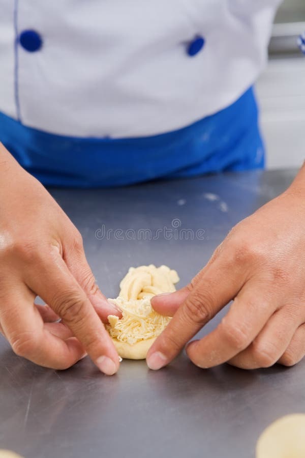 Making Sweet Bread Filled with Cheese Stock Image - Image of bread ...