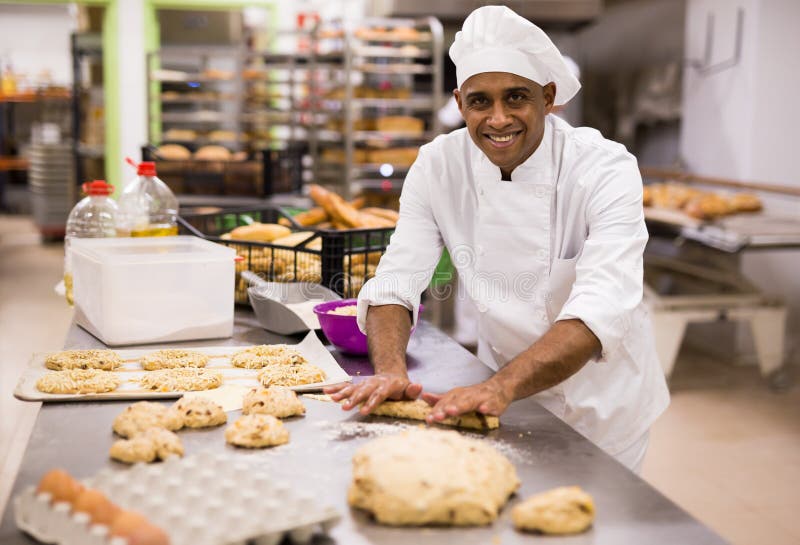 Making Sweet Buns and Eggs in Bakery Kitchen Stock Photo - Image of ...