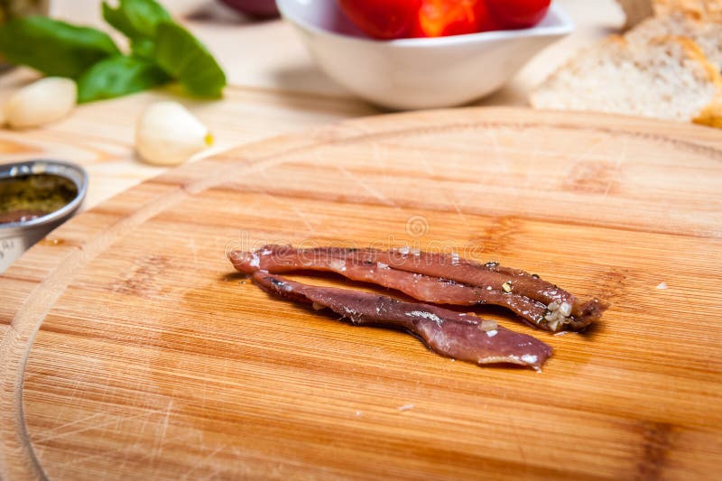 Making of tapas stock photo. Image of baguette, anchois - 51206206
