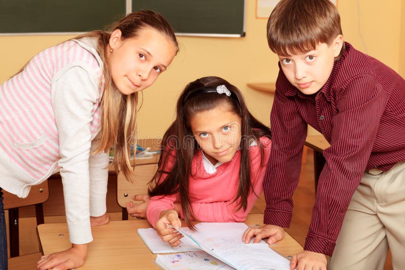 Making a task stock photo. Image of girls, lesson, scholar - 11264414