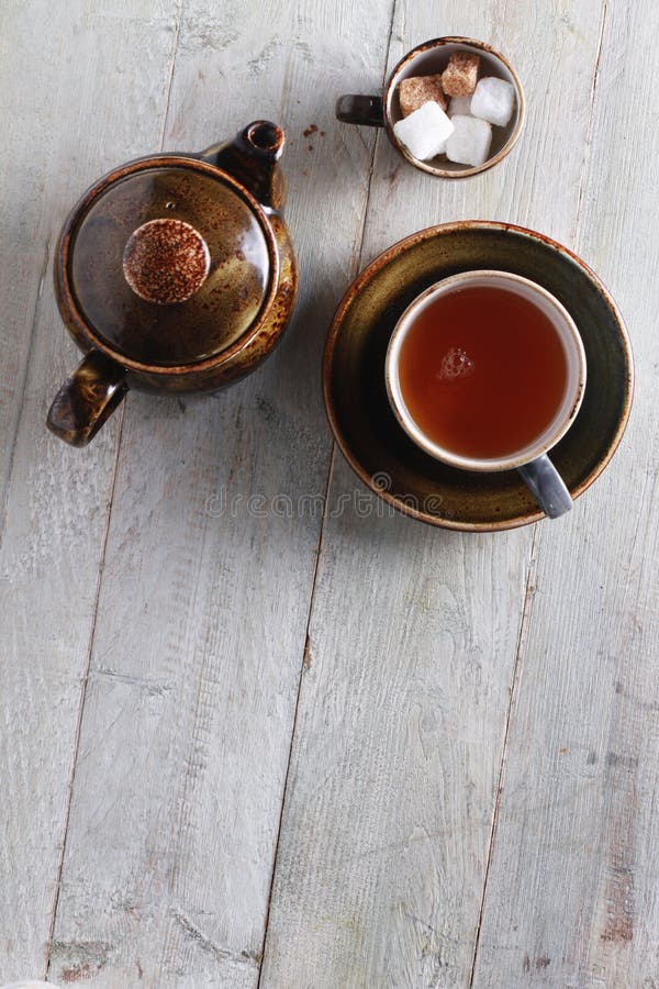 Making tea in pot stock image. Image of milk, overhead - 63564509