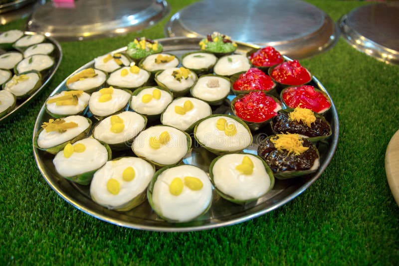 Making of Thai Pudding with Coconut Topping As Know As Ta-ko Stock ...
