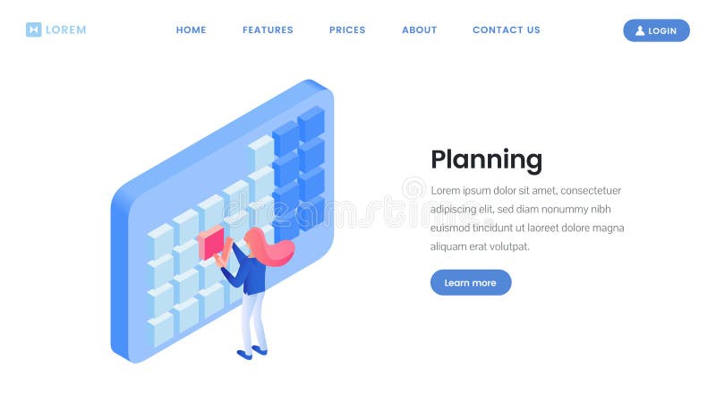 Making Timetable Landing Page Isometric Template Stock Vector ...