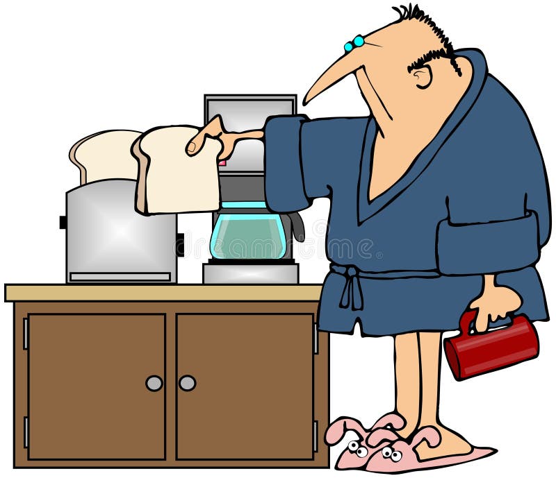 Man making toast stock illustration. Illustration of tired - 136079748