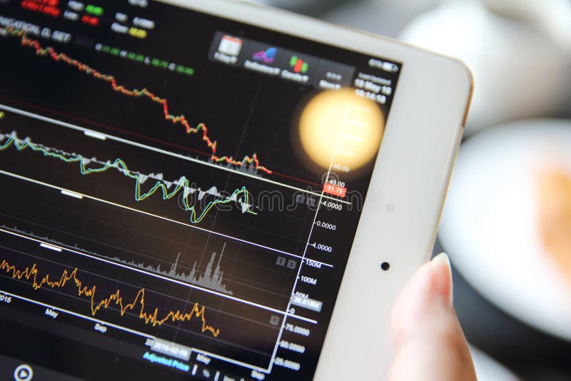 Making Trading Online on the Tablet with Business Woman Hand Stock ...