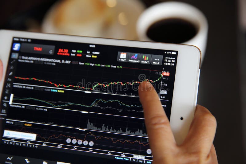 Trading Online on Smartphone with Business Woman Hand Stock Image ...