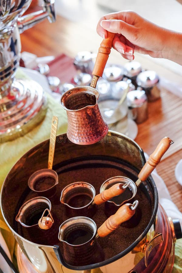 Making of Traditional Greek Turkish Black Coffee on Sand Stock Image ...