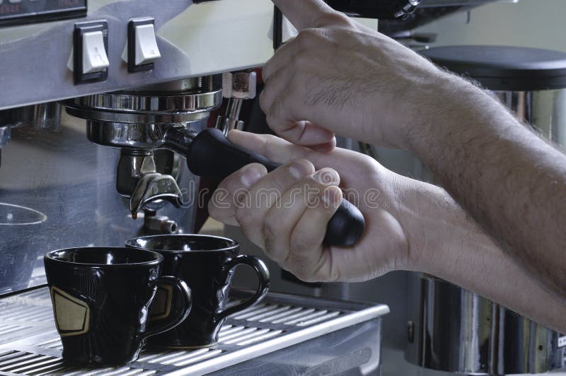 Making Two Cups of Espresso on a Machine Stock Image - Image of ...