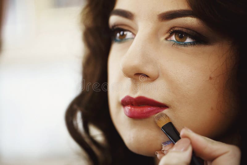 Making Up Bride before a Ceremony Stock Image - Image of bright, classy ...