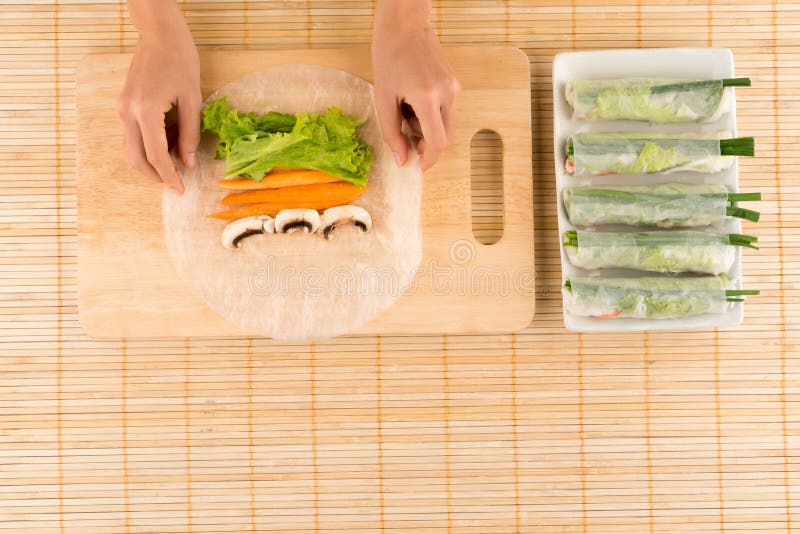 Making vegetable rolls stock photo. Image of fresh, vegan - 52271622