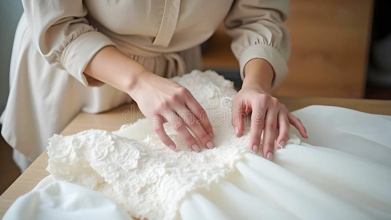 Making a wedding dress stock illustration. Illustration of luxury ...