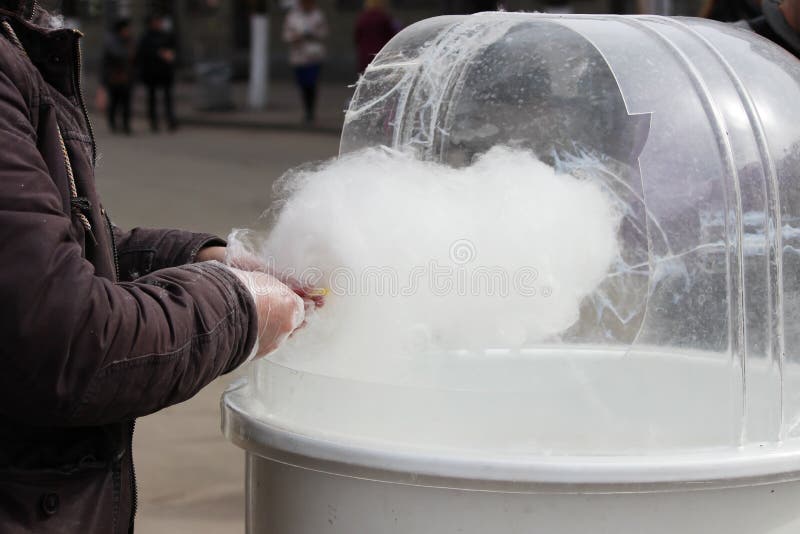 Making White Cotton Candy in Cotton Candy Machine Stock Image - Image ...
