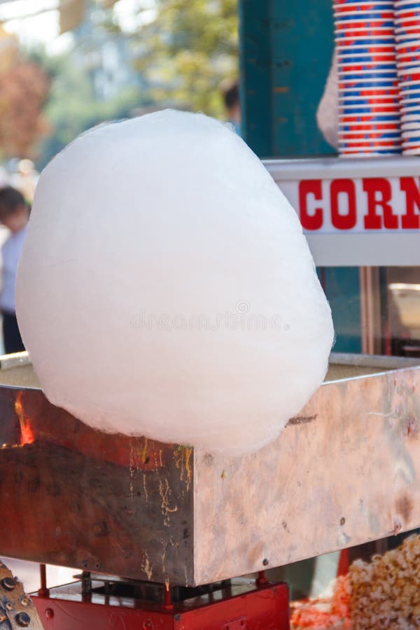 Making White Cotton Candy in Cotton Candy Machine Close-up Stock Photo ...