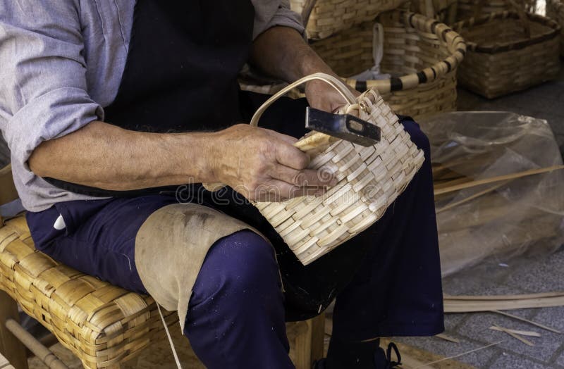 Making wicker baskets stock photo. Image of handwork - 254161562