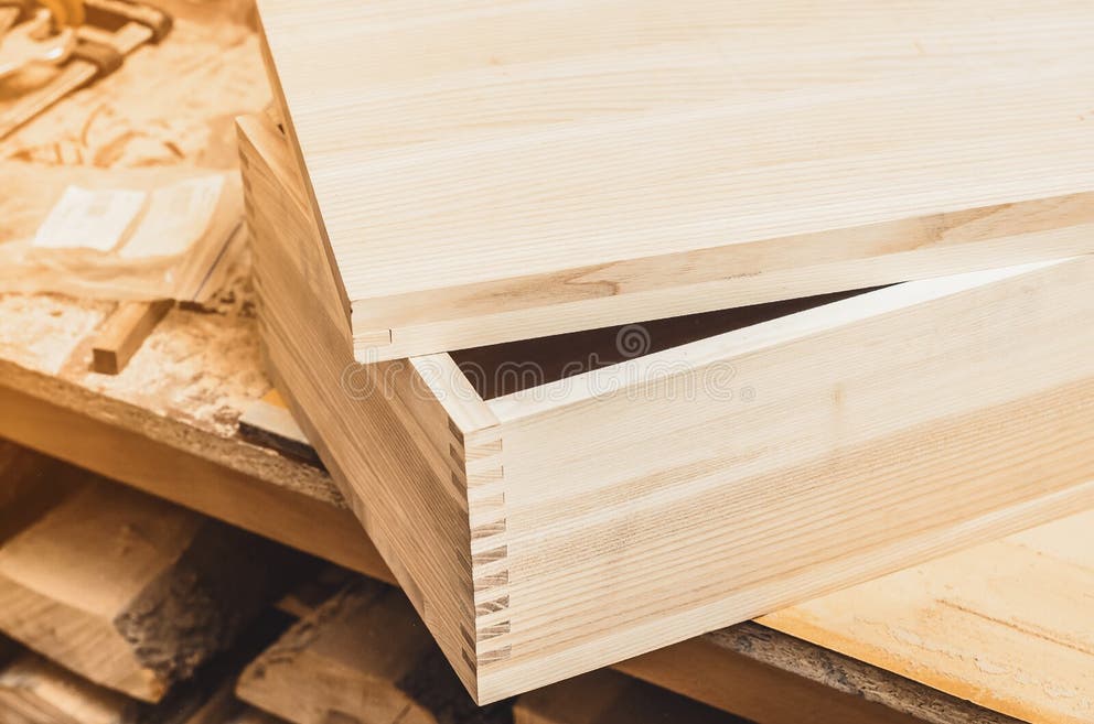 Making a Wooden Box in a Carpentry Workshop Stock Photo - Image of ...