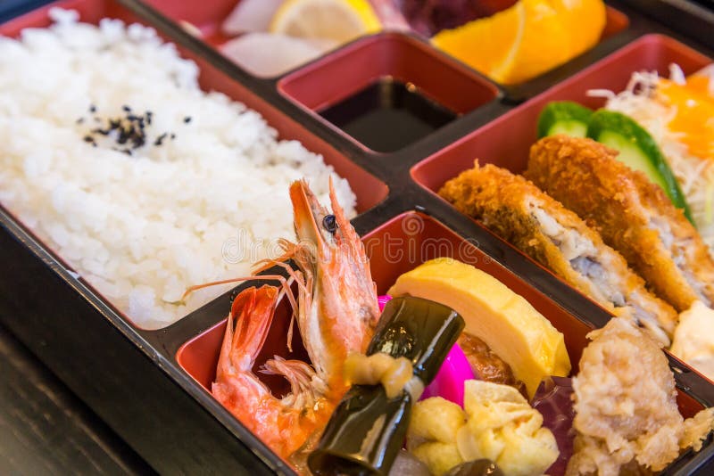 Makunouchi - Japanese Seafood Bento Box Stock Image - Image of shrimp ...