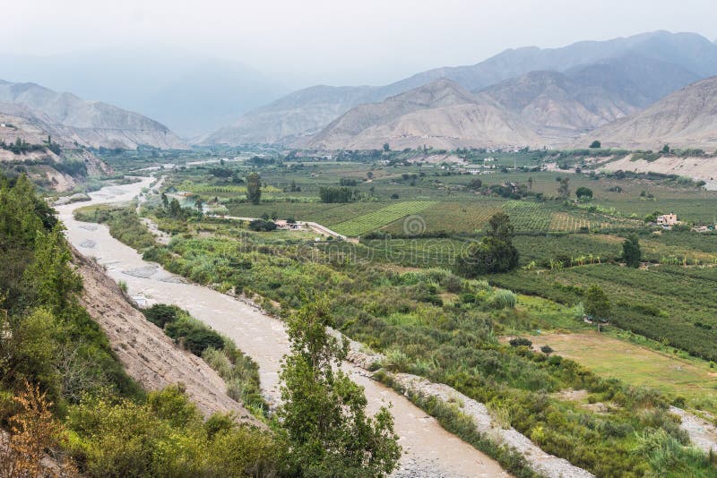 Mala River Valley in Lima Peru Stock Image - Image of green, view ...