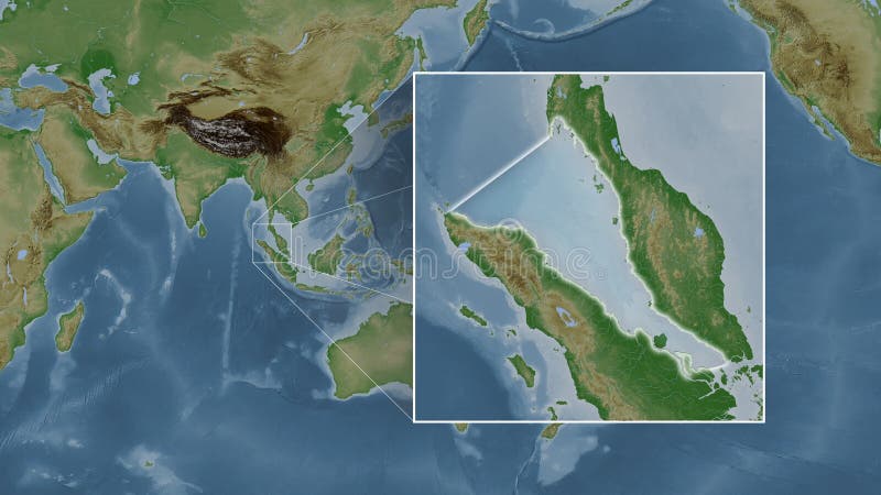 Malacca Strait. Bilevel Map. Patterson Cylindrical. Diagram Stock ...
