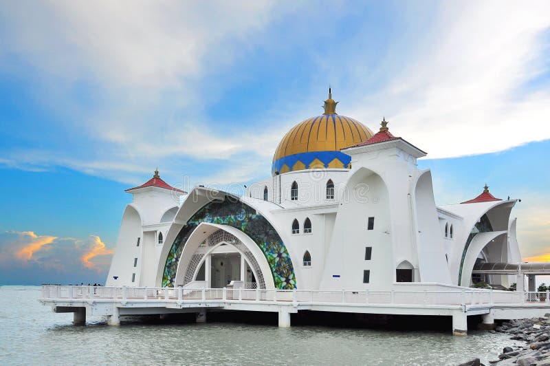 Malacca Straits Mosque (Masjid Selat Melaka) Stock Image - Image of ...