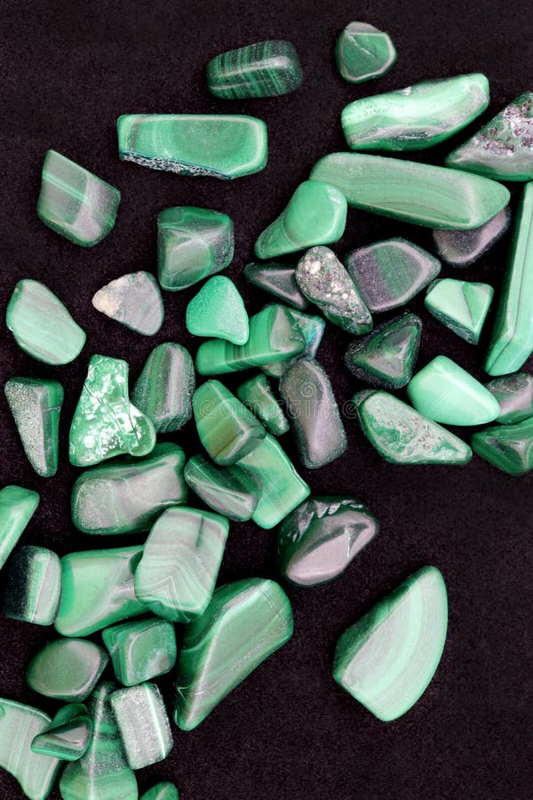 Malachite Heap Up Stones Texture on Black Background Stock Photo ...