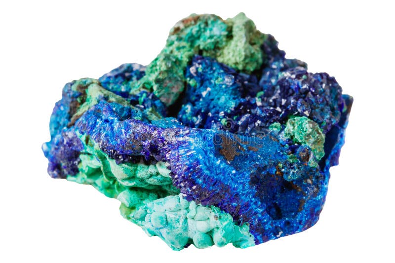 Malachite Mineral Stone with Azurite on White Background Stock Image ...