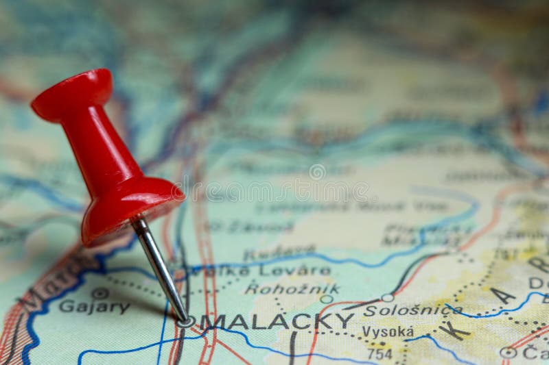 Malacky, Slovakia Pin on Map Stock Image - Image of guide, europe ...