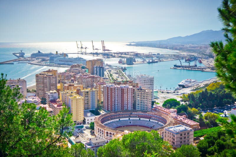 Malaga City View from Top of Fortless Alcazaba Editorial Stock Photo ...