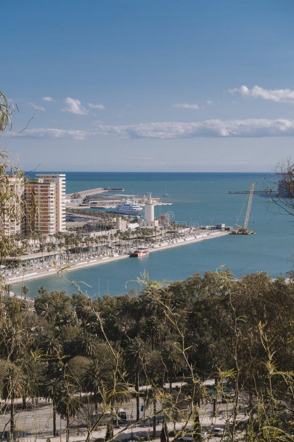 Malaga Coast from Elevated View Stock Photo - Image of skyline, port ...