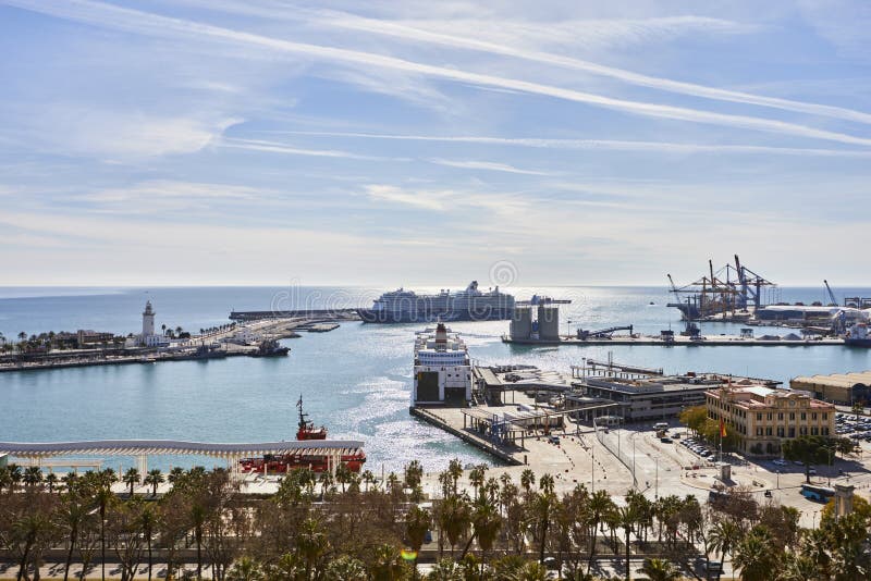 Malaga port editorial stock image. Image of landmark - 170846749