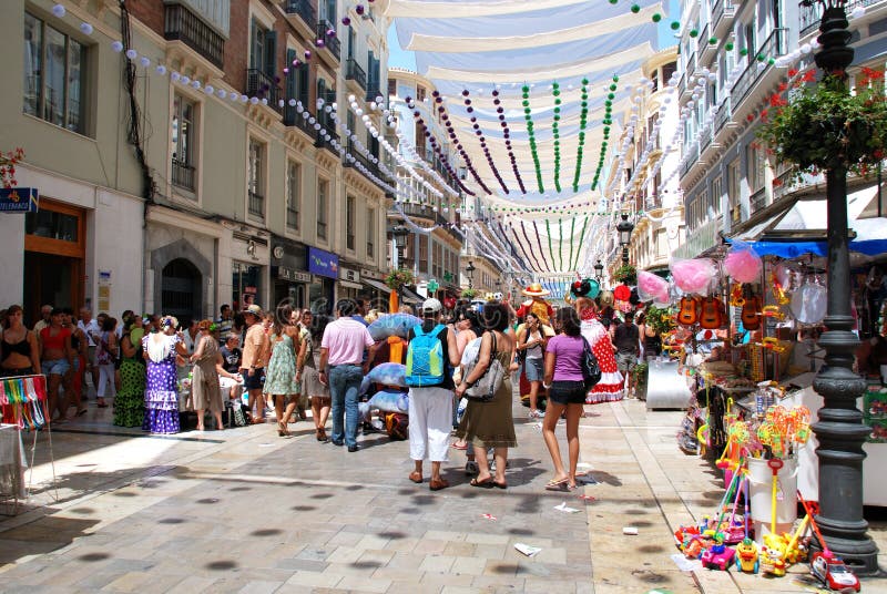 Calle Larios during the Malaga Fair, Malaga, Spain. Editorial Stock ...