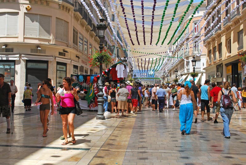 Calle Larios during the Malaga Fair, Malaga, Spain. Editorial Photo ...