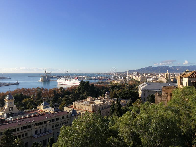 Malaga, Spain, December 13, 2017: View of Malaga Port Editorial Stock ...