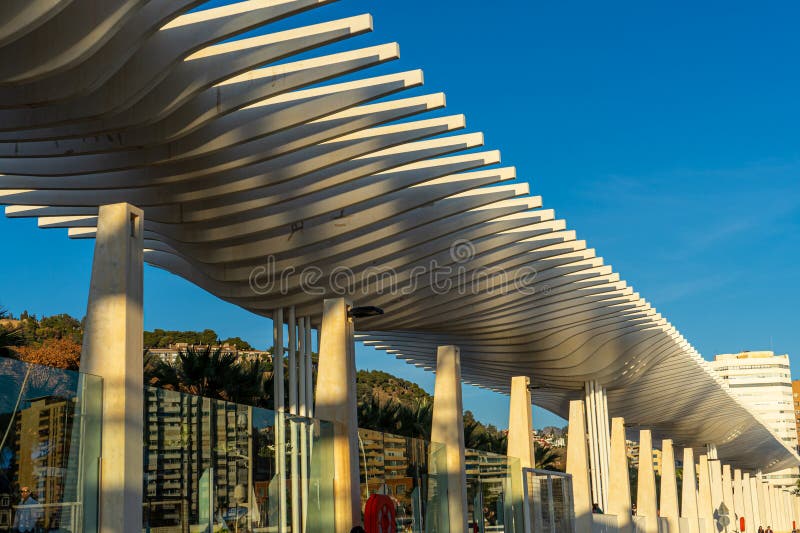 White Pergola (Malaga Port) in Malaga Editorial Stock Image - Image of ...