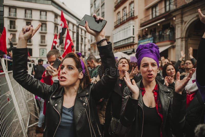 MALAGA, SPAIN - MARCH 8, 2018: Thousands of Women Take Part in the ... MALAGA, SPAIN - MARCH 8, 2018: Thousands of Women Take Part in the ...