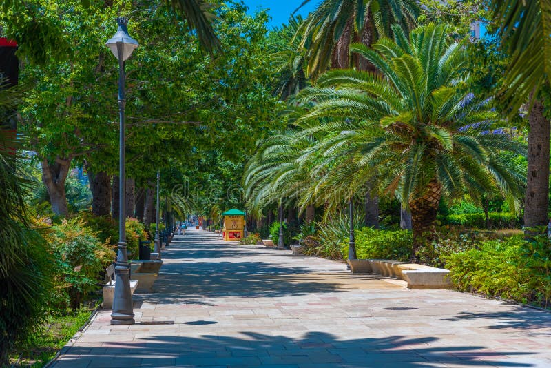 Malaga, Spain, May 24, 2021: Paseo Del Parque in Malaga, Spain ... Malaga, Spain, May 24, 2021: Paseo Del Parque in Malaga, Spain ...