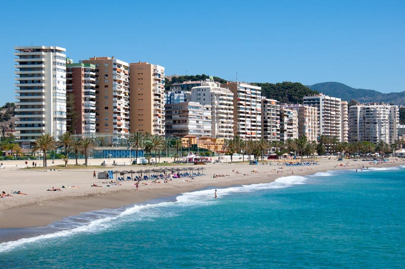 Malaga strand, Spanien redaktionell arkivbild. Bild av attractor - 63167542