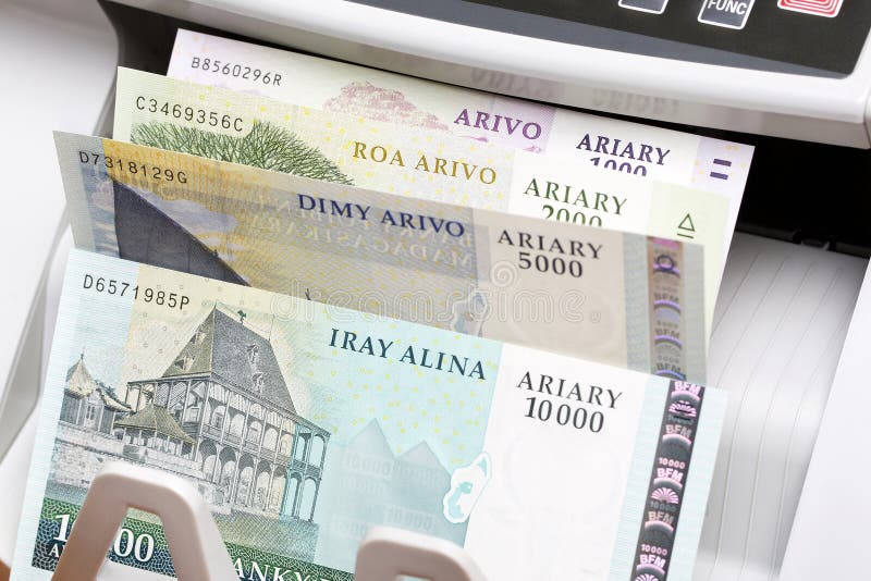 Malagasy Ariary in the Counting Machine Stock Photo - Image of currency ...