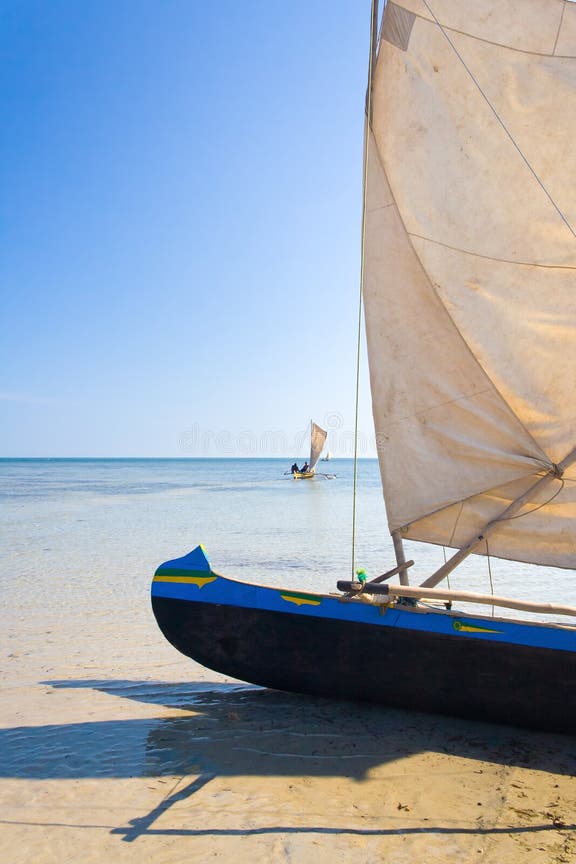 Malagasy outrigger pirogue stock image. Image of outdoors - 18153751
