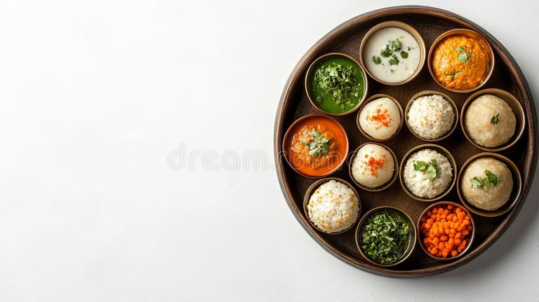 Malai Kofta with Assorted Rice on Thali in Studio Setting Stock Image ...