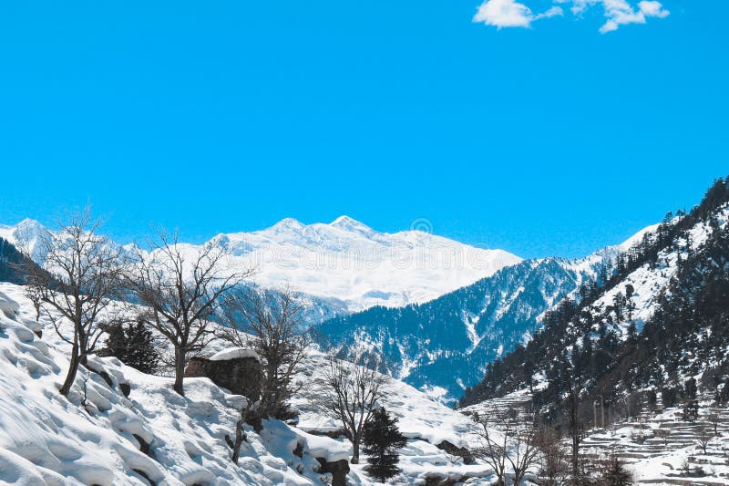 Snow Mountains Malam Jabba and Kalam Swat Scenery Landscape Stock Photo ...