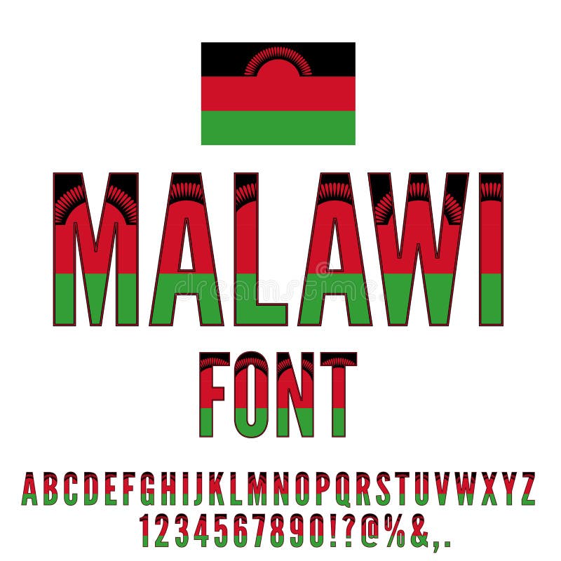 Malawi Flag Font stock vector. Illustration of holiday - 81158836