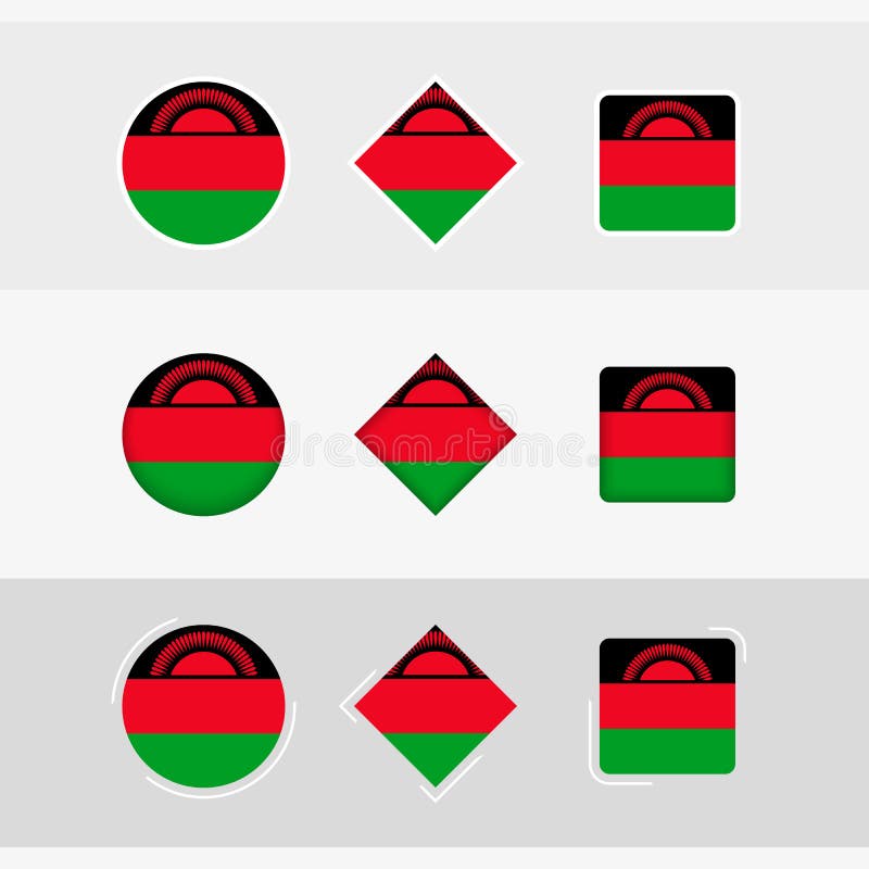 Malawi Flag Icons Set, Vector Flag of Malawi Stock Vector ...