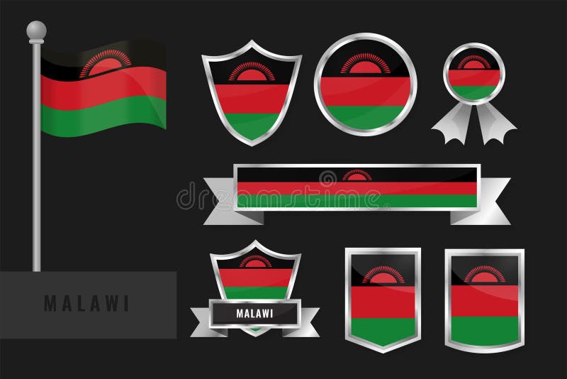 Malawi Flag Set. Collection of Malawi National Emblems Stock Vector ...